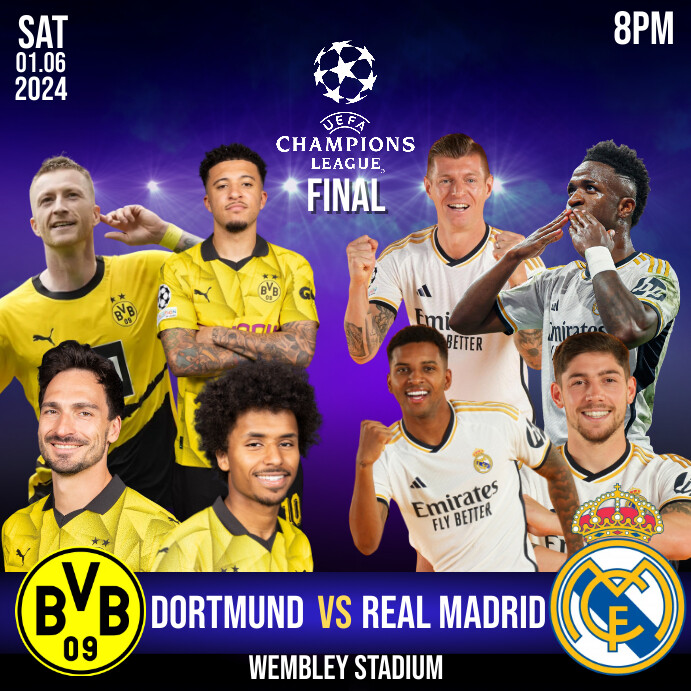 UEFA CHAMPIONS LEAGUE FINAL 2024 Template | PosterMyWall