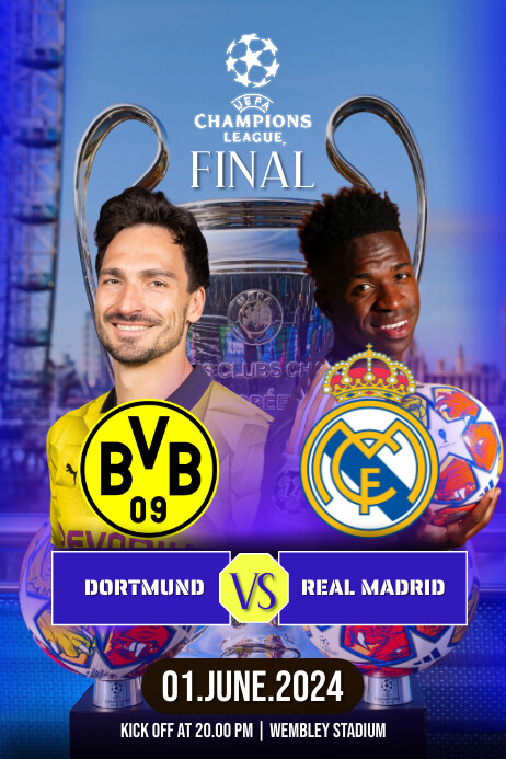 UEFA CHAMPIONS LEAGUE FINAL 2024 REAL MADRID Template | PosterMyWall