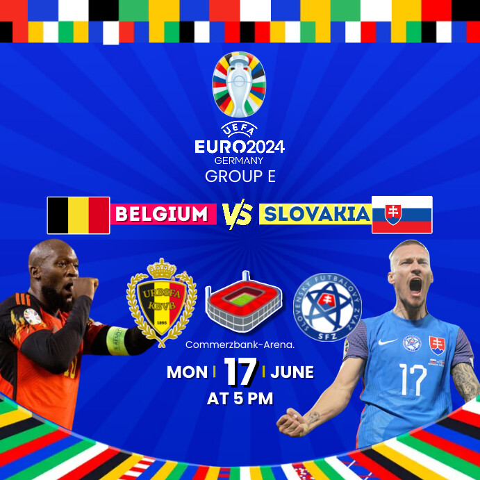 UEFA EURO 2024 MATCH DAY BELGIUM VS SLOVAKIA Template | PosterMyWall