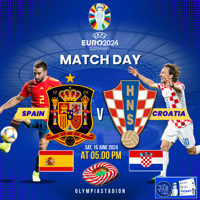 UEFA EURO 2024 MATCH DAY SPAIN VS CROATIA Template | PosterMyWall