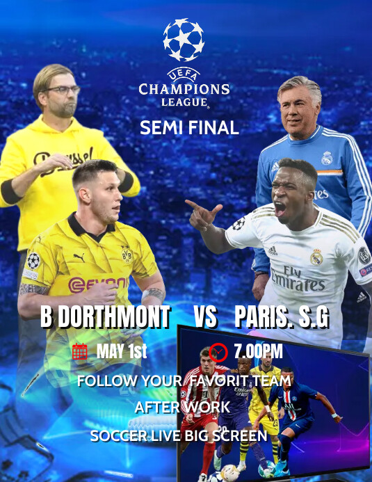 uefa soccer champions league 2024 flyer Template | PosterMyWall