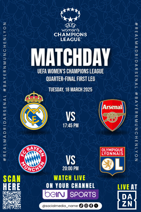 Copy of UEFA Women's Champions League QUARTER FINAL | PosterMyWall