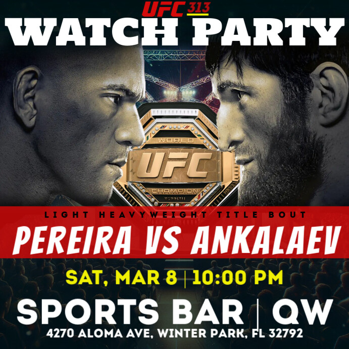 UFC-313 Championship Watch Party Instagram Post Template | PosterMyWall