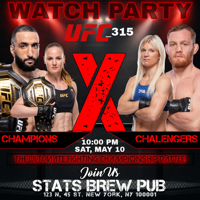 Modèle UFC 315 Watch Party Instagram Post Template | PosterMyWall