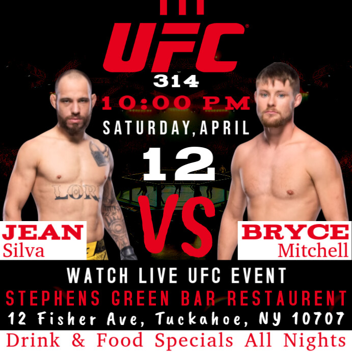 Modèle Ufc Watch Party Jean Vs Bryce Instagram Post | PosterMyWall