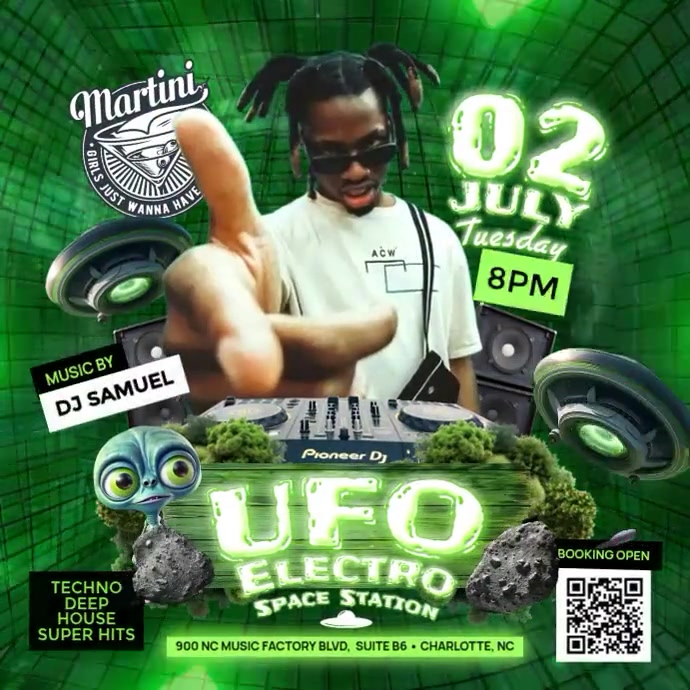 UFO Techno Party Post Template | PosterMyWall