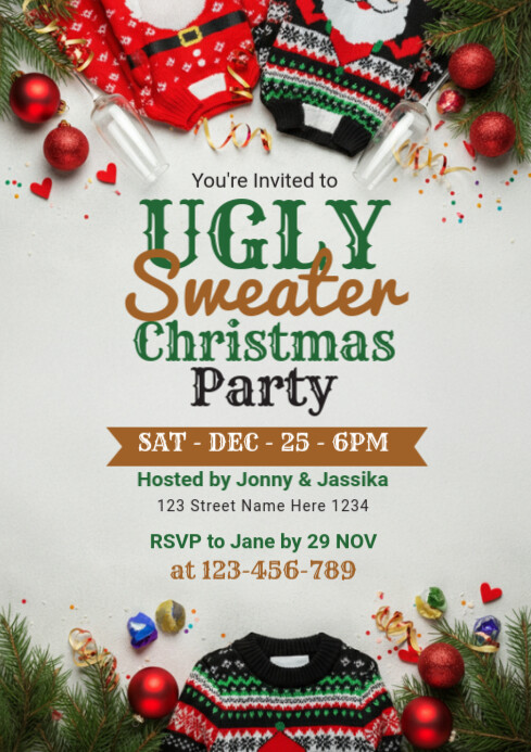 Copy of Ugly Christmas Sweater Party Design Template | PosterMyWall