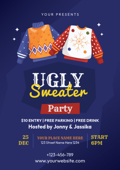 Ugly Christmas Sweater Party Design Template | PosterMyWall