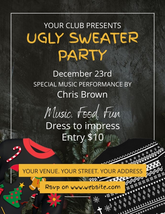 Ugly Christmas Sweater Party Template | PosterMyWall