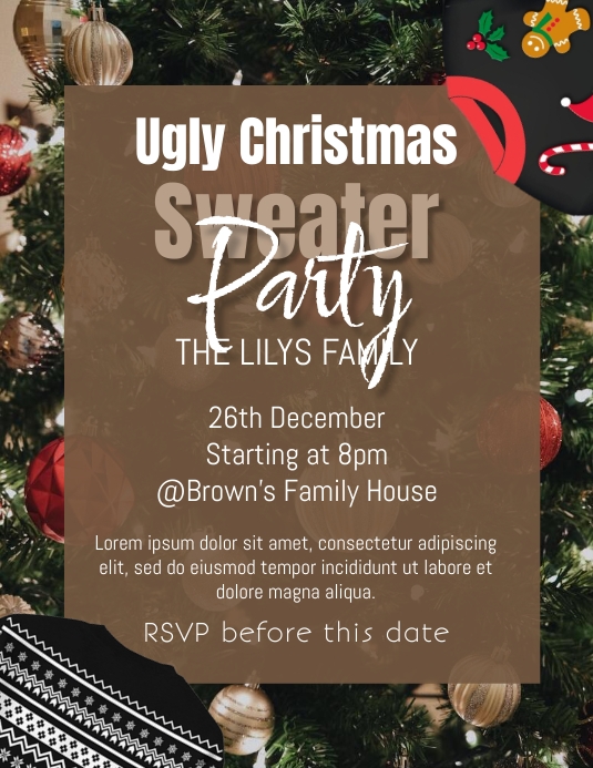 Ugly Christmas Sweater Party Template | PosterMyWall