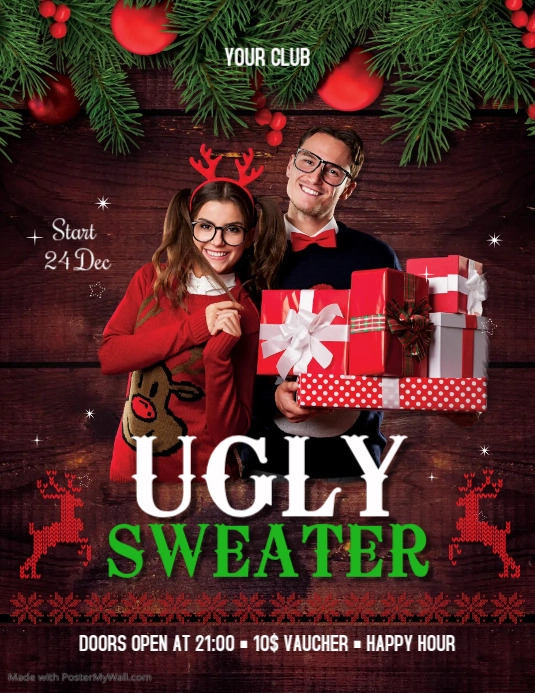 Ugly Sweater Christmas Flyer Template | PosterMyWall