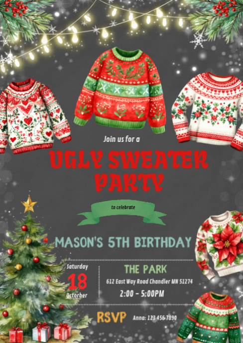 Ugly Sweater Christmas Invitation Template | PosterMyWall