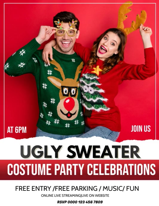 Ugly Sweater Christmas party Template | PosterMyWall