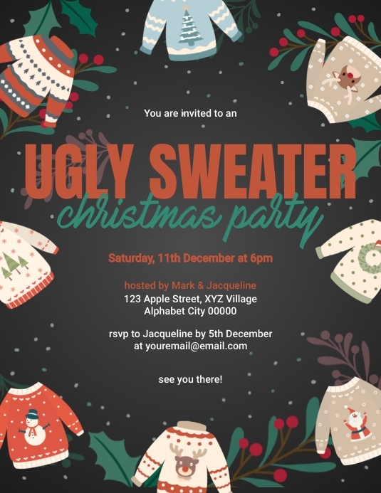 Ugly Sweater Christmas Party Invitation Template | PosterMyWall