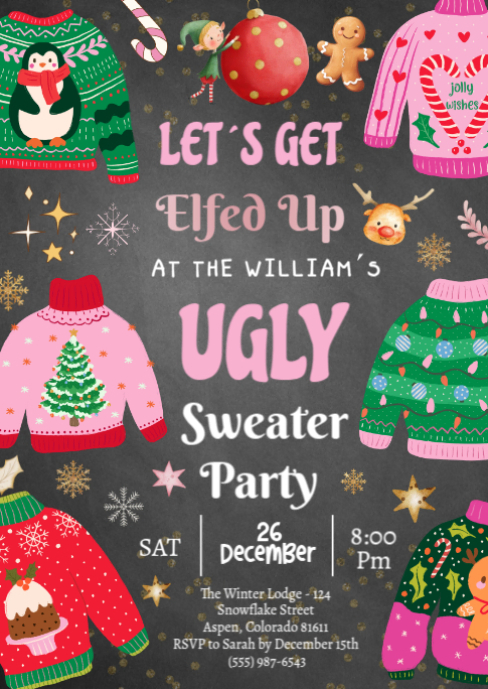Ugly Sweater Christmas Party Invitation Template | PosterMyWall