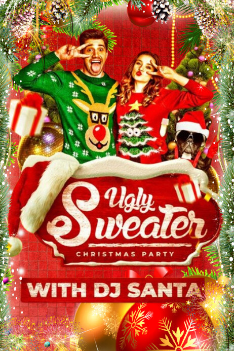 Ugly sweater Christmas party poster Template | PosterMyWall