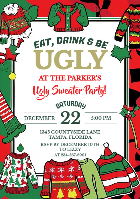 ugly sweater Template | PosterMyWall