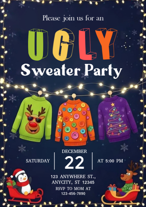 ugly sweater Template | PosterMyWall