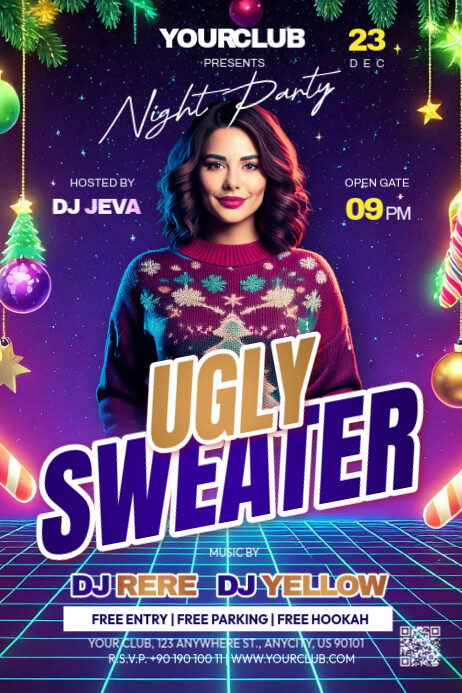 Ugly Sweater Night Party Event Flyer Template | PosterMyWall