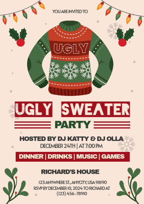 Ugly Sweater Party Template | PosterMyWall