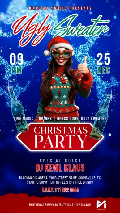 Ugly Sweater Party Digital Display (9:16) Template | PosterMyWall