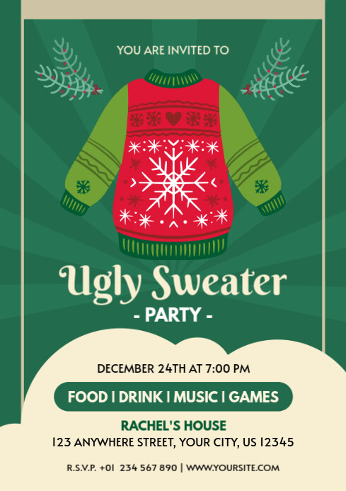 Ugly Sweater Party Event Flyer Template | PosterMyWall