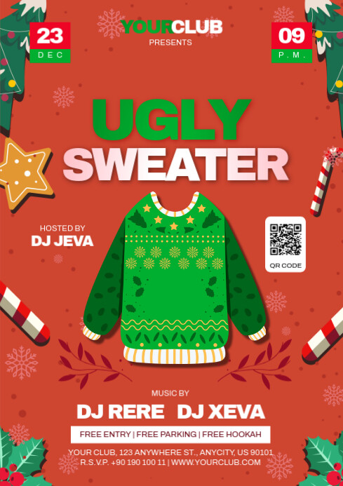 Ugly Sweater Party Event Flyer Template | PosterMyWall