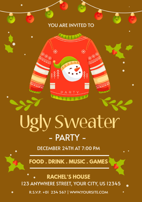 Ugly Sweater Party Event Flyer Template | PosterMyWall