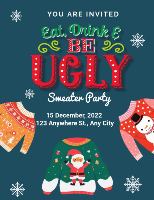 Ugly Sweater Party Flyer Template | PosterMyWall