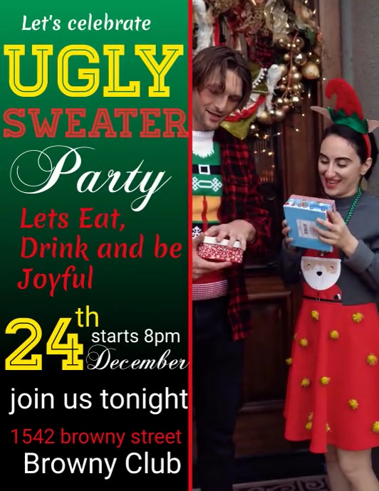 Ugly sweater party flyer template | PosterMyWall