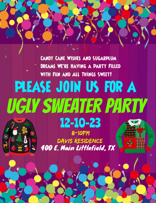 Ugly sweater party flyers Template | PosterMyWall