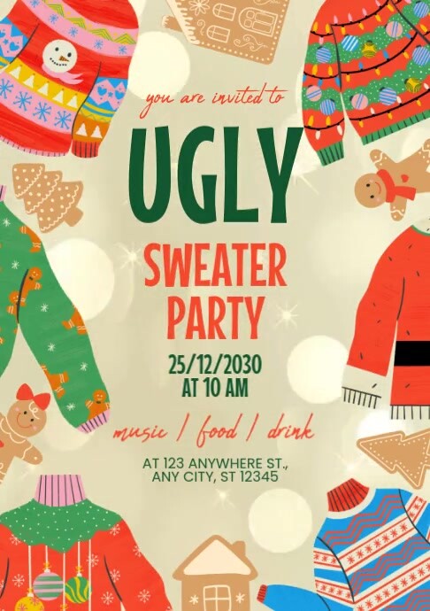 Ugly Sweater Party Invitation Template | PosterMyWall