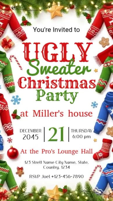ugly sweater party invite Template | PosterMyWall