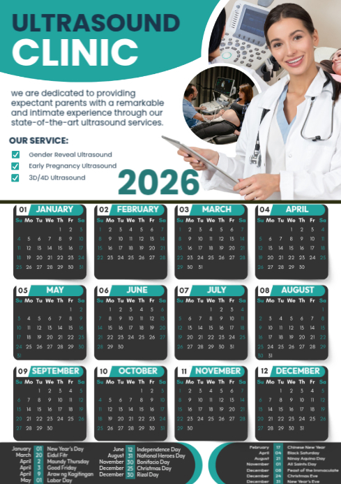 Ultrasound Clinic Calendar Template | PosterMyWall