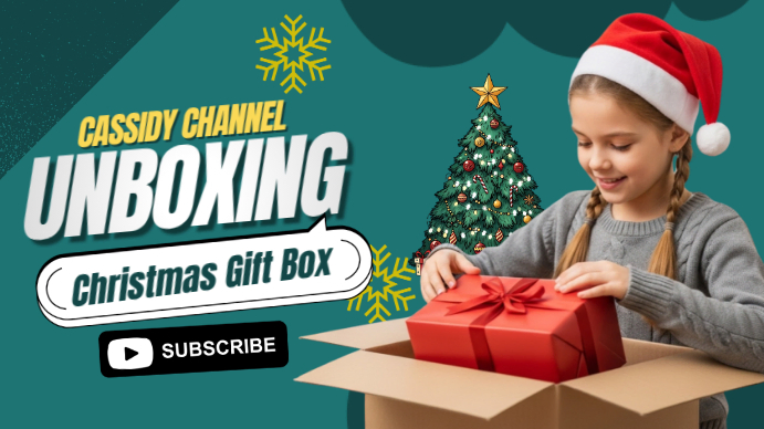 Unboxing Christmas Holiday Video Thumbnail Template | PosterMyWall