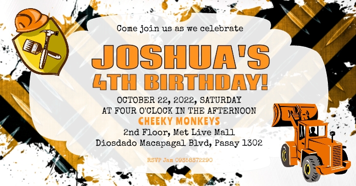 under construction birthday invite Template | PosterMyWall
