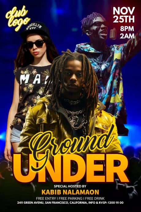 Underground Blue Party Template | PosterMyWall