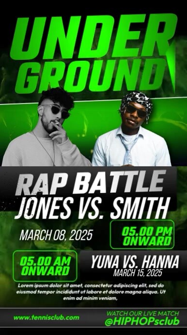 Plantilla de Underground Rap Battle Green Theme | PosterMyWall