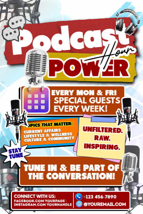 Plantilla de Unfiltered Talk, Pure Podcast Energy | PosterMyWall