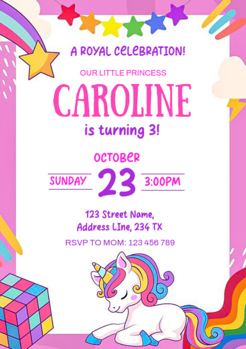 unicorn birthday Template | PosterMyWall