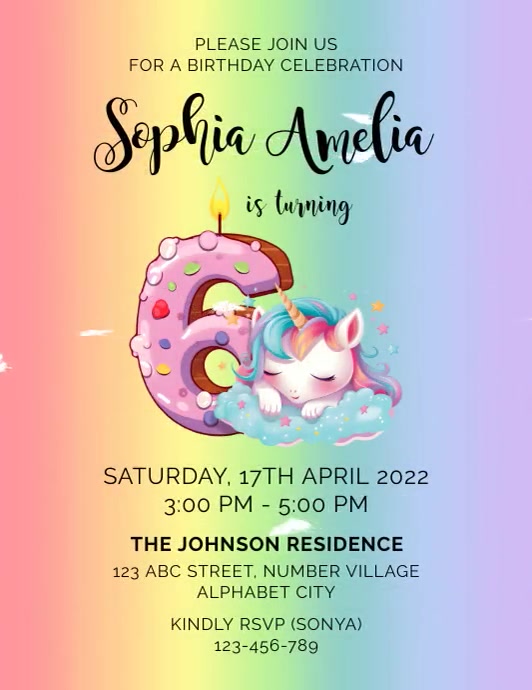 Modèle Unicorn Birthday Invitation Flyer | PosterMyWall