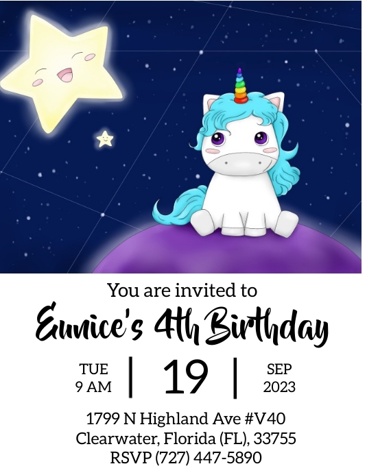 unicorn birthday party invitation Template | PosterMyWall