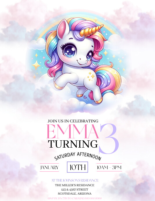 UNICORN BIRTHDAY PARTY INVITATION TEMPLATE | PosterMyWall