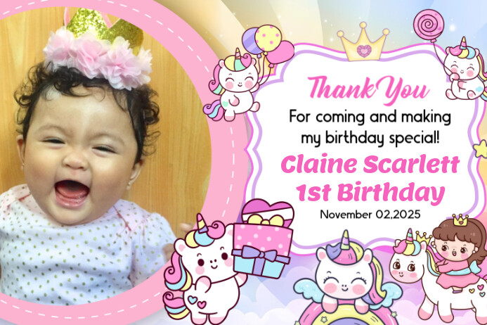 Unicorn Birthday Ref Magnet Layout Template | PosterMyWall