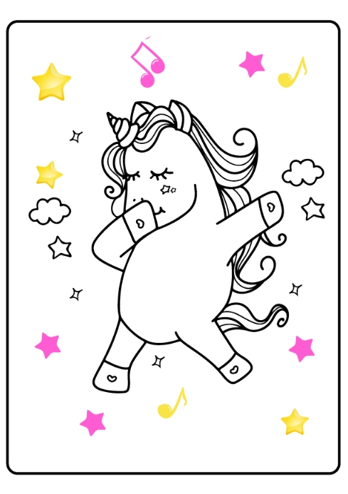 Unicorn Coloring Page Kindergarten Template | PosterMyWall
