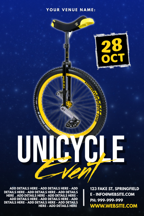 Unicycle Event Poster Template | PosterMyWall