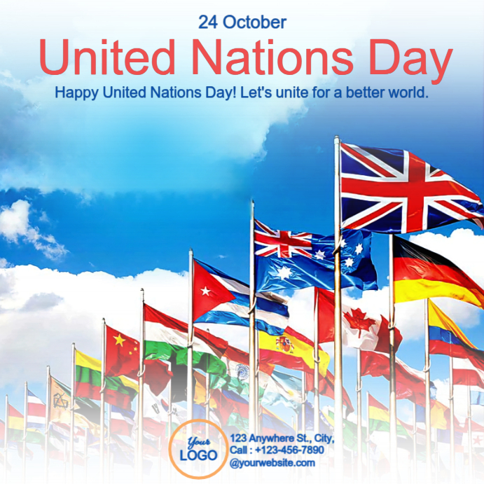 United nations day Ai country flags 24 October free editable template ...