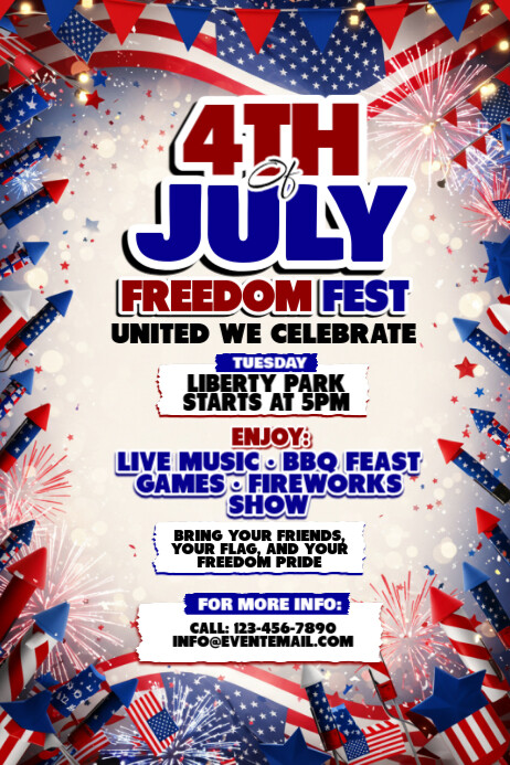 United We Celebrate Freedom Fest: Independence Day Template | PosterMyWall