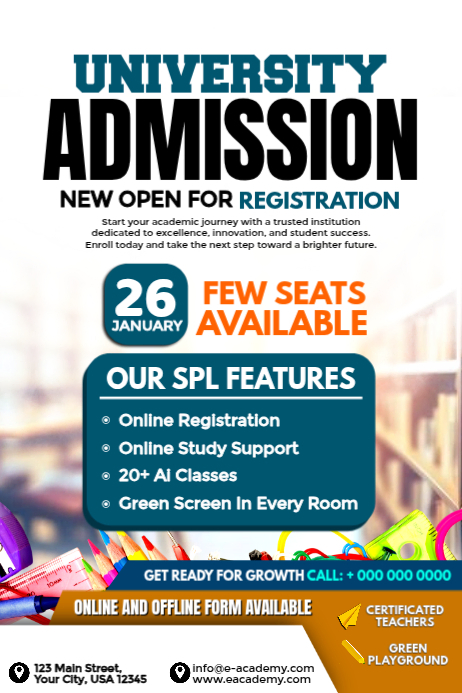 University Admissions Now Open Template | PosterMyWall