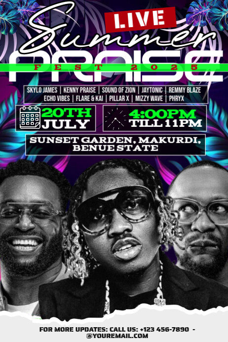 Unstoppable Praise – Summer Fest Template | PosterMyWall